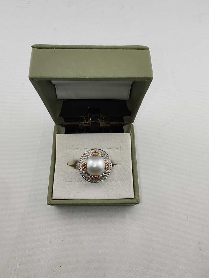 925 Sterling Silver Judith Ripka 2 Tone Pearl Ring Size 8 | eBay