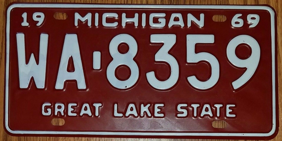 1969 MICHIGAN MI LICENSE PLATE TAG "WA-8359" - MASON County - NOS ...