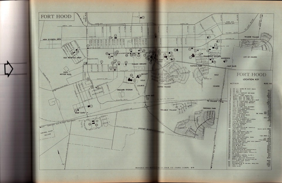 1971 Map & Guide to Fort Hood US Army Base 11" x 8" | eBay UK