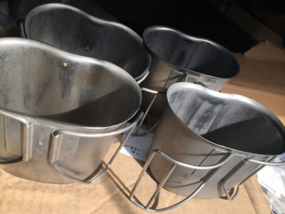 4 Pack Authentic US Military USMC USGI Stainless Steel 1 Qt Canteen Cup ...