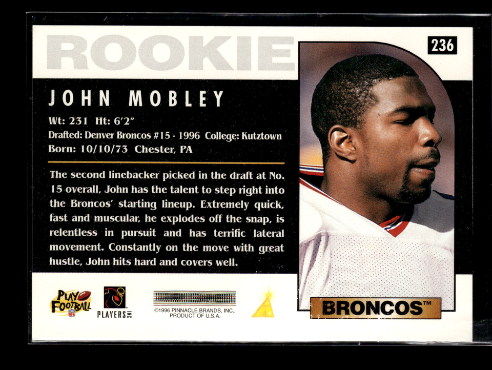 1996 Score #236 John Mobley RC Denver Broncos | eBay