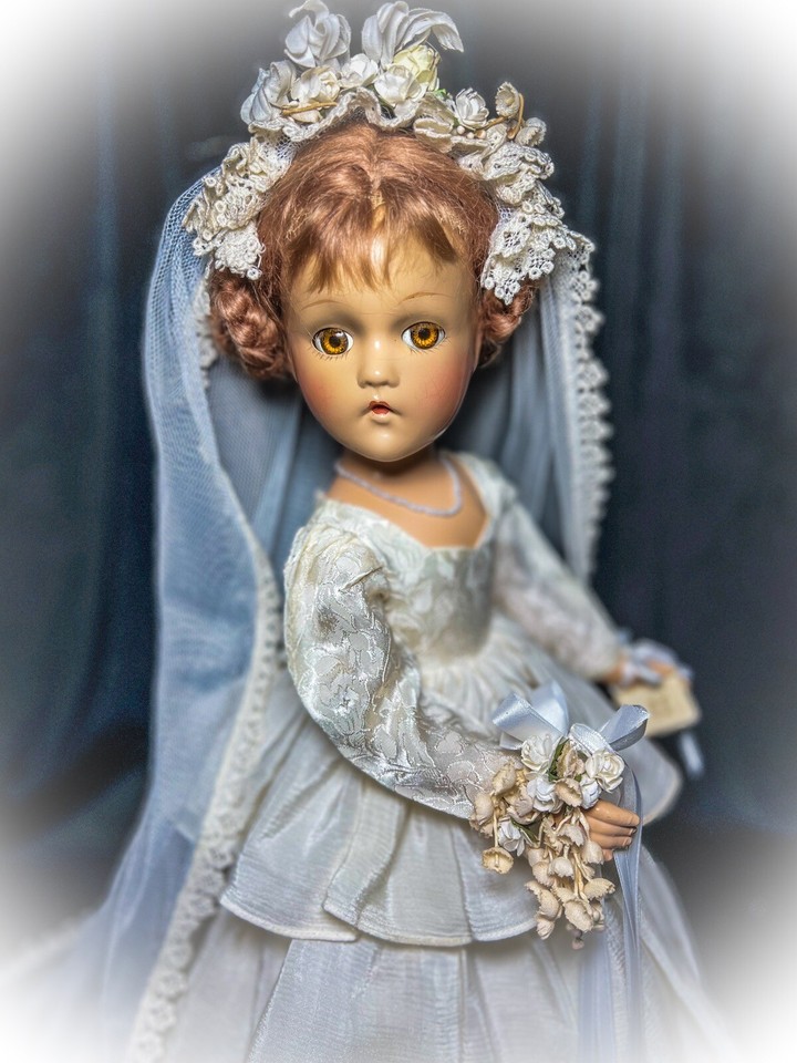 17” Madame Alexander 1938-44 Composition Wendy Ann Bride Doll ...