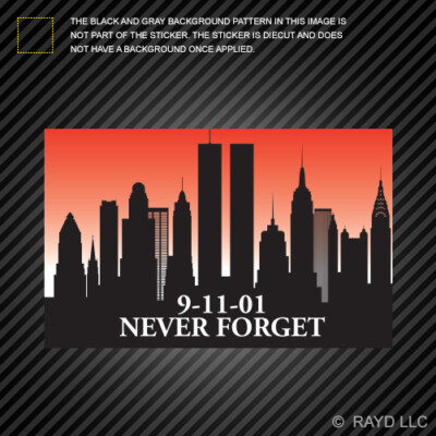 Red NY Skyline Twin Towers 9-11 Never Forget Sticker New York ...