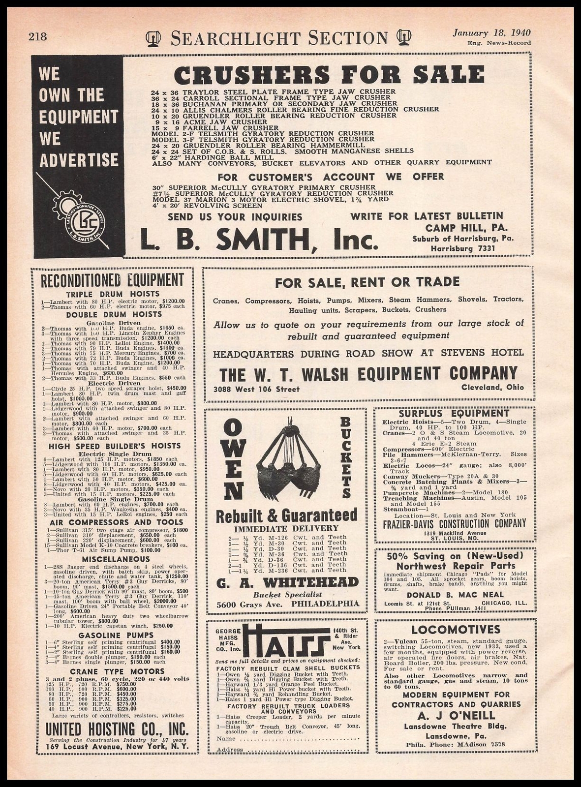 1940 L. B. Smith Inc. Camp Hill Pennsylvania Crushes Quarry Equipment Print Ad | eBay