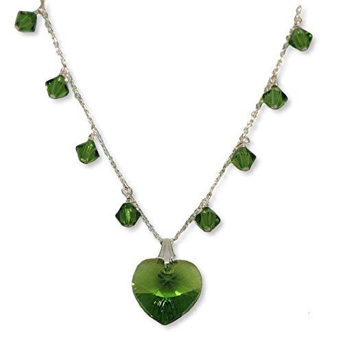 Green Heart Necklace Made with Sparkling Crystals Sterling Silver | eBay