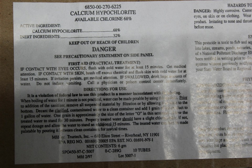 USGI Water Purification Calcium Hypochlorite Canvas Lister Lyster Bag ...