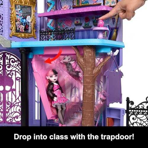 Monster High Doll House, Haunted High School Playset with 7 Play Areas ...