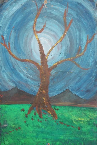 Vintage expressionist oil painting landscape tree | eBay