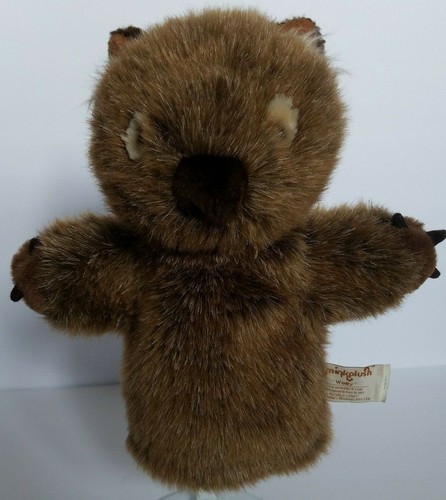 Wombat WOLLY by Minkplush Hand Puppet Plush Toy Pretend Play Brown Faux ...