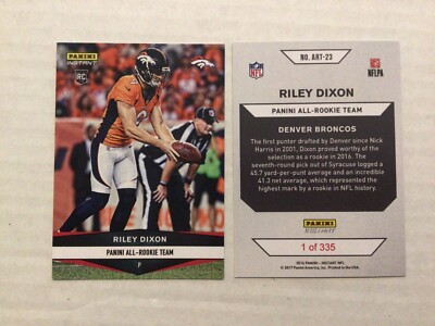 RILEY DIXON broncos Syracuse RC /335 made 2016 Panini Instant All ...