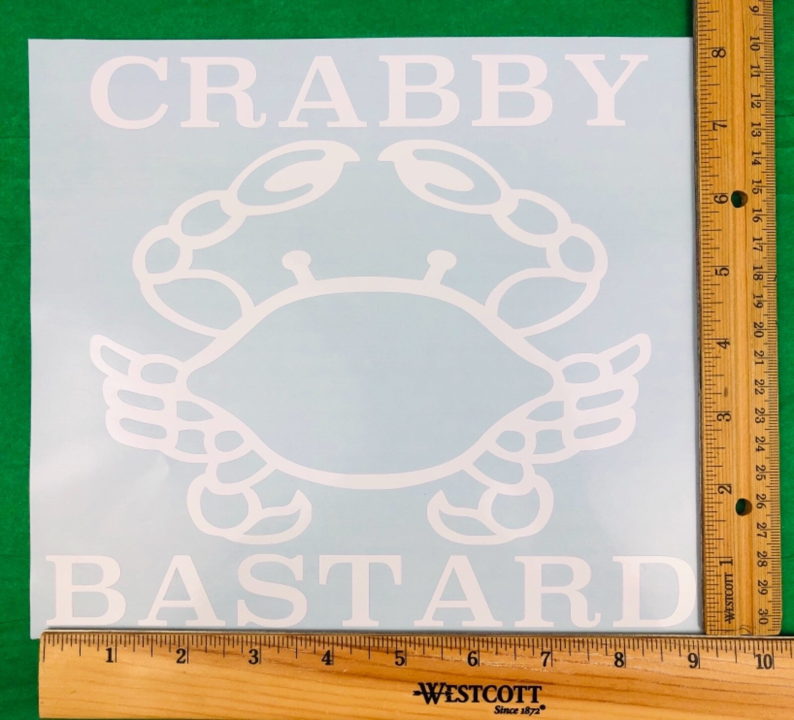 Crabby Bastard Crab White Vinyl Car Window Decal Bumper Sticker New | eBay