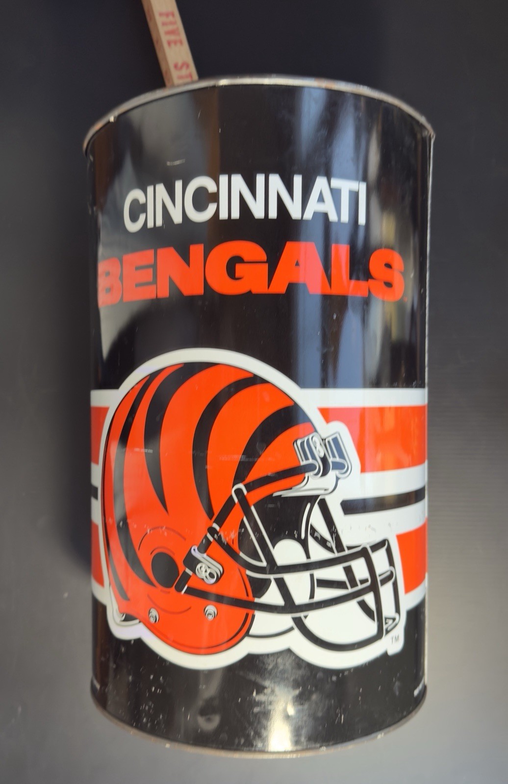 CINCINNATI BENGALS METAL WASTE BASKET 1992 VINTAGE TRASH CAN | eBay