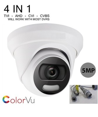 Coax BNC 5MP Color 2.8 mm Fixed Lens Turret Camera, 20m Warm Light ...