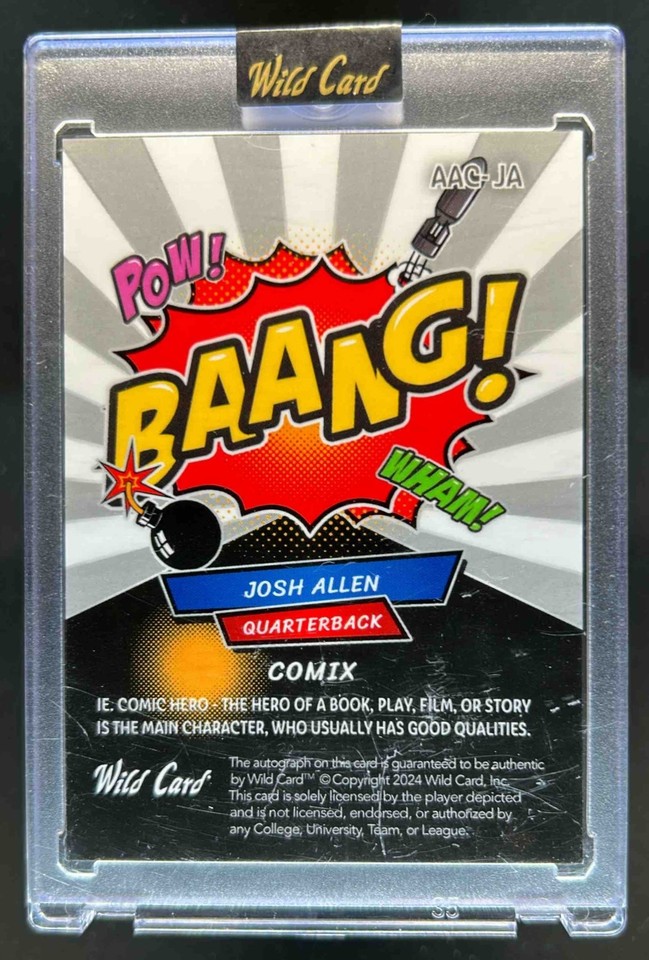 2024 Wild Card Just The Hits Josh Allen Red Blue Lazer Comix Auto #1/1 ...