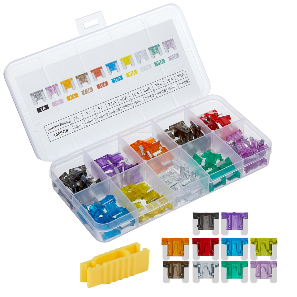 100 Pcs Low Profile Mini Fuse Kit - Professional Blade Fuses Automotive ...