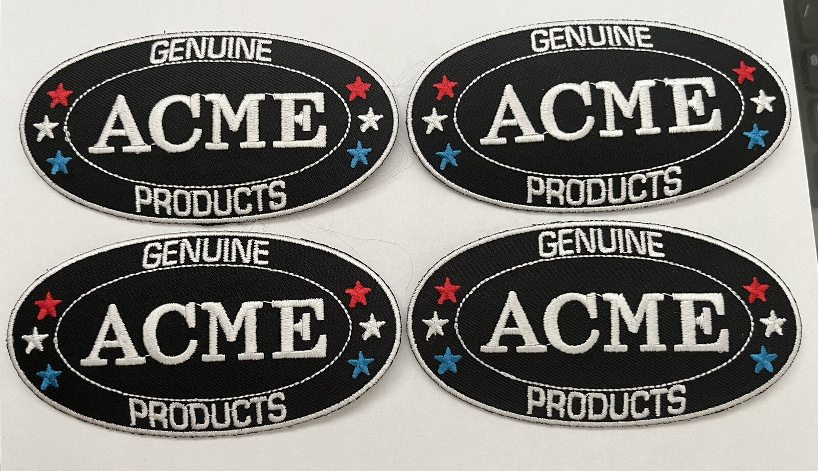 4 ACME SEW/IRON ON PATCH ROADRUNNER COYOTE PRODUCTS ANVIL LOONEY TUNES ...