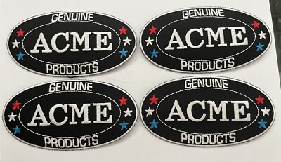 4 ACME SEW/IRON ON PATCH ROADRUNNER COYOTE PRODUCTS ANVIL LOONEY TUNES ...