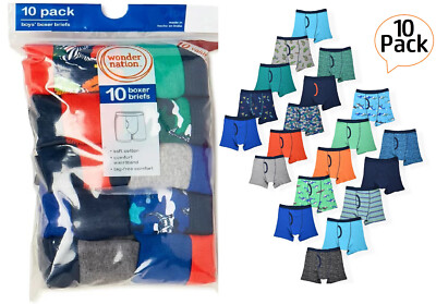 BOYS 10 PACK BOXER BRIEFS 10 12 14 16 18 YEARS REGULAR/HUSKY PREMIUM ...
