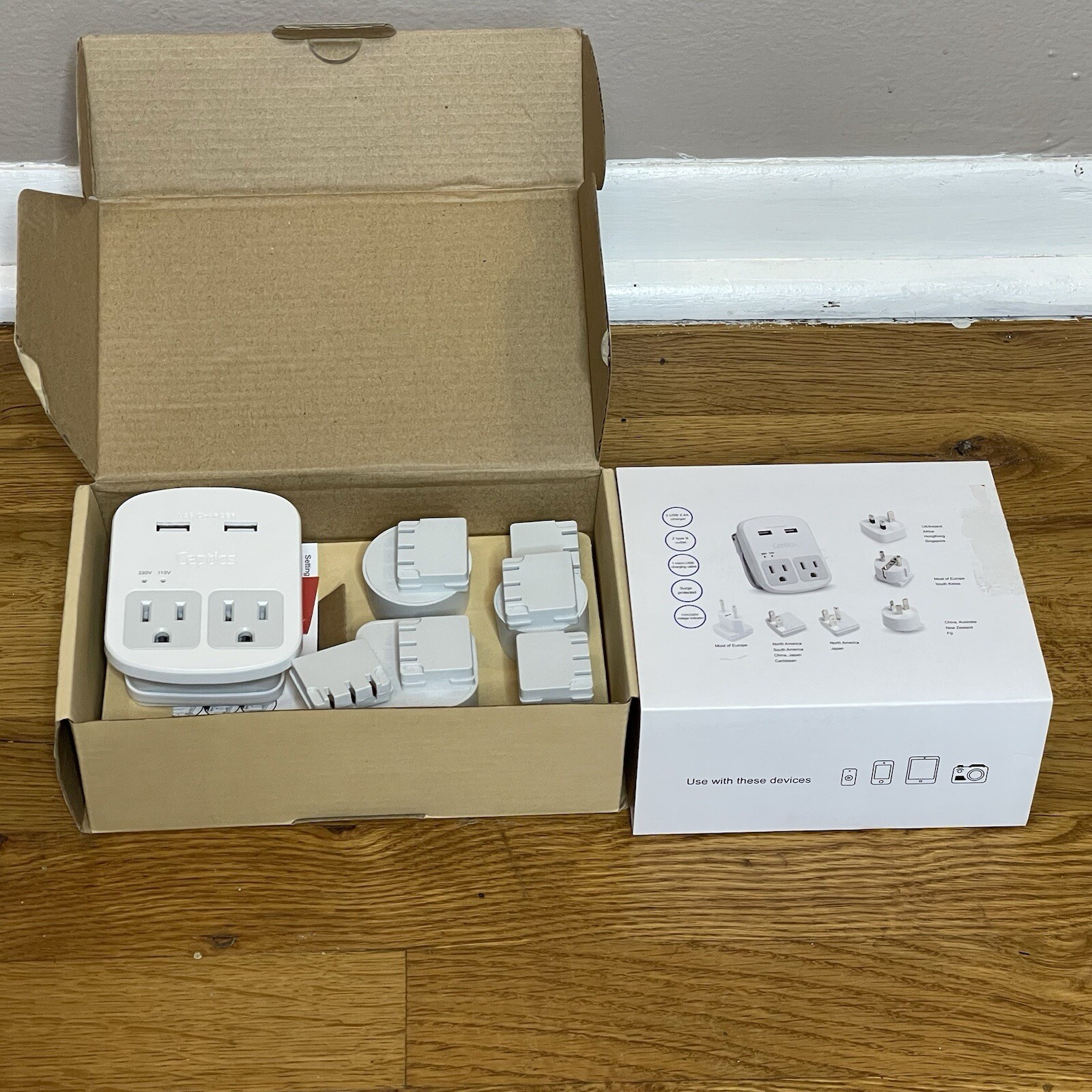 Ceptics World Travel Adapter Kit - QC 3.0 2 USB + 2 US Outlets, Surge ...