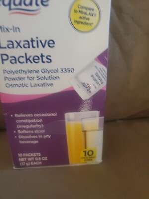 Equate Mix-In Laxative Packets Polyethylene Glycol 3350, 10 Packets Exp ...