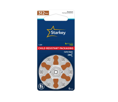 Starkey Hearing Aid Batteries (60 Cells) Size 312 **USA SELLER** BROWN ...