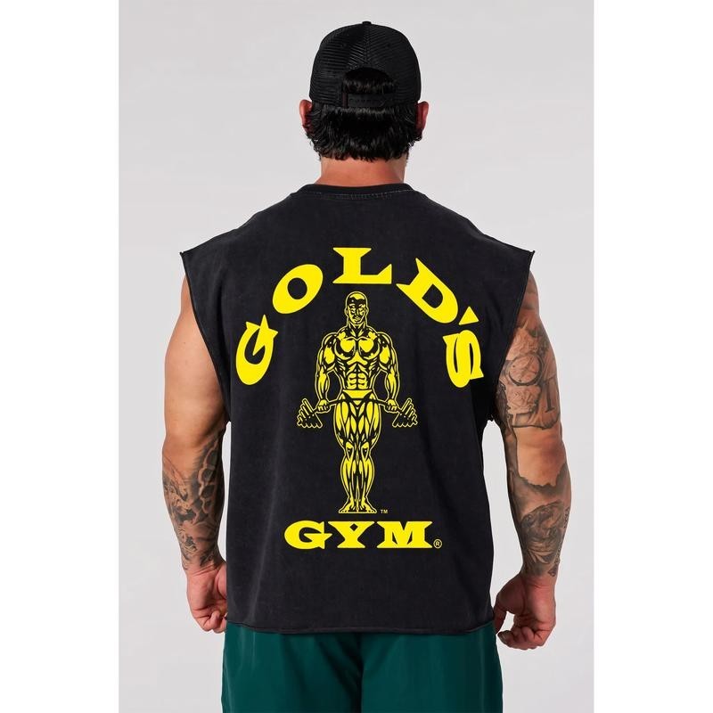 Gold’s Gym Tank Top – Vintage Sleeveless Yellow Logo Bodybuilder ...