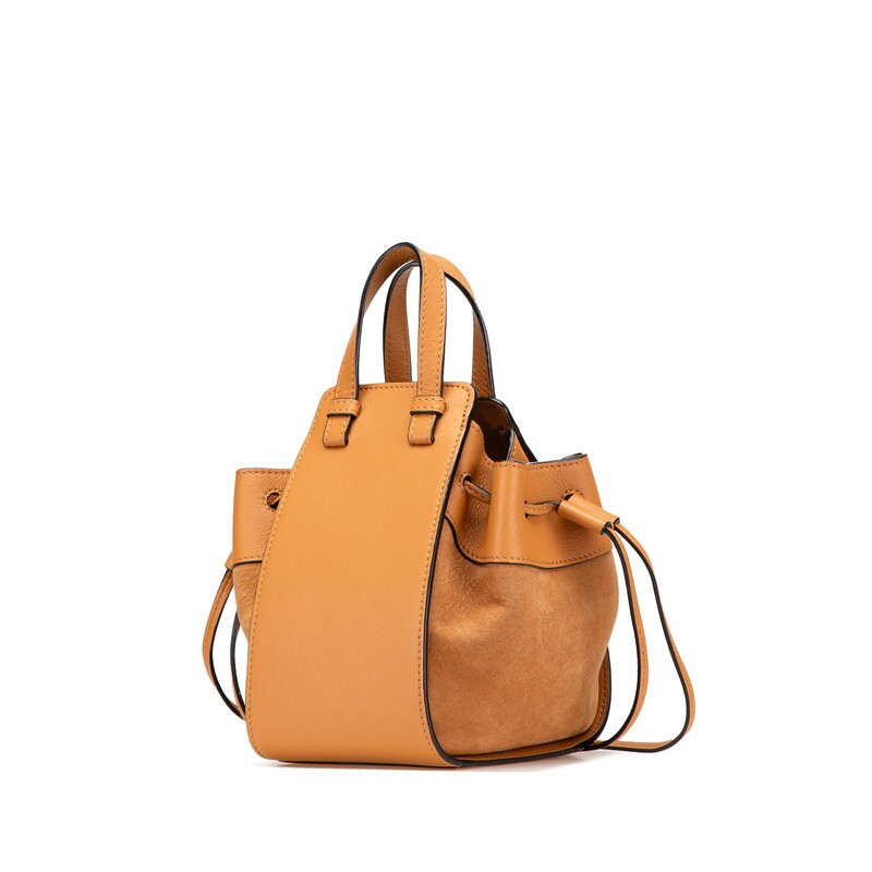 Loewe Hammock Drawstring Bag Mini Handbag Shoulder 2Way Brown Leather ...
