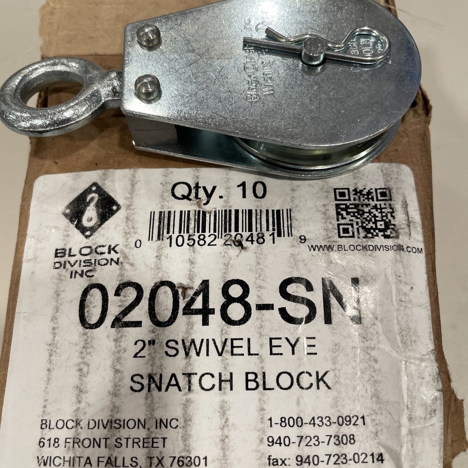 Lot of 10 Block Division 600 Lbs. Load Limit Swivel Eye Snatch Single ...