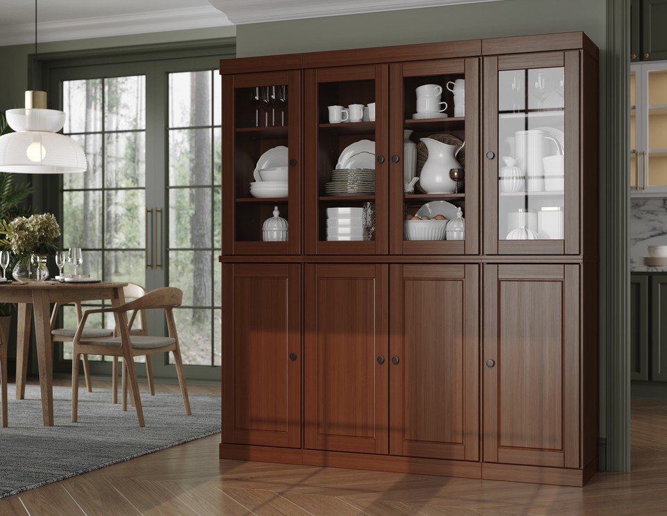 100% Solid Wood Modular China Pantry Buffet w glass/solid door by ...