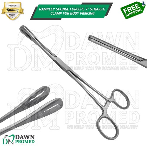 Rampley Sponge Forceps 7" Straight Clamp For Body Piercing Surgical ...