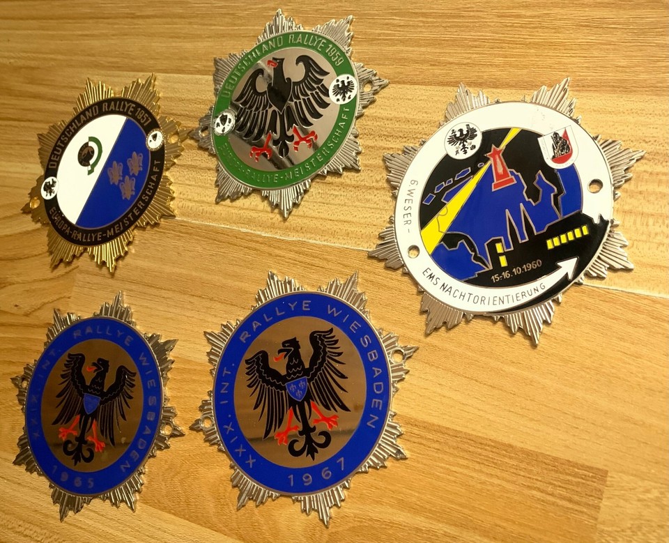 Car badges - Adac Rallye Badges set of 5pcs Mg Jaguar Triumph Audi Vw ...