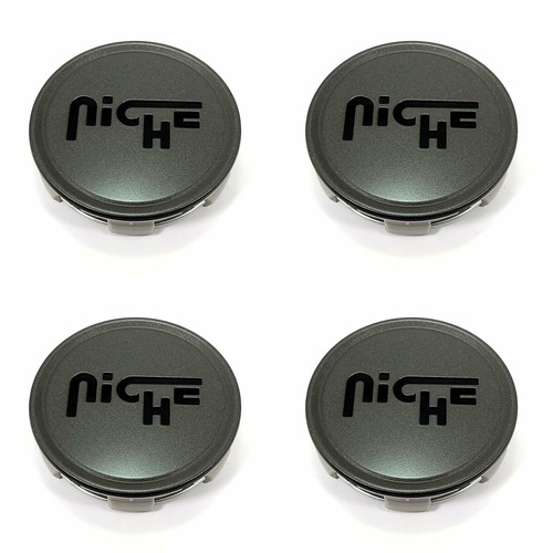 4 Niche Charcoal Graphite/Gray Center Caps 2.95"/2-15/16" for 5/6L M223 ...