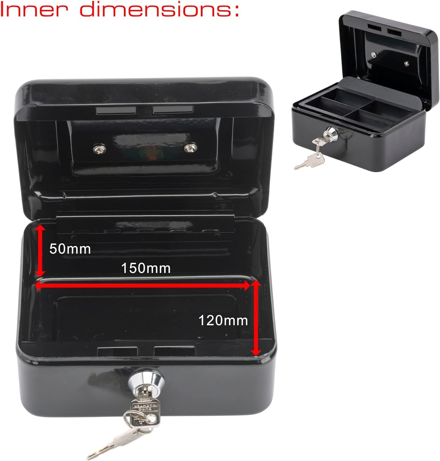 MONEY Bank CASH Deposit BOX Steel Security Safe Key Lockable Metal 6/8 ...