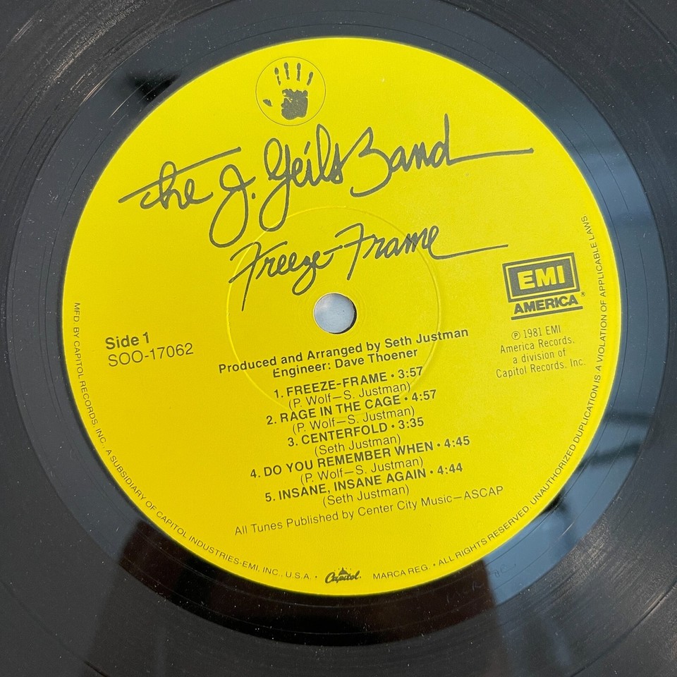 The J. Geils Band ‎– Freeze-Frame Vinyl, LP 1981 EMI America ‎– SOO ...