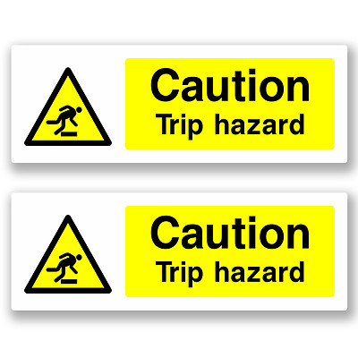 2 x 20cm Warning Trip Hazard - Vinyl Sticker Sign Window H&S Warning ...