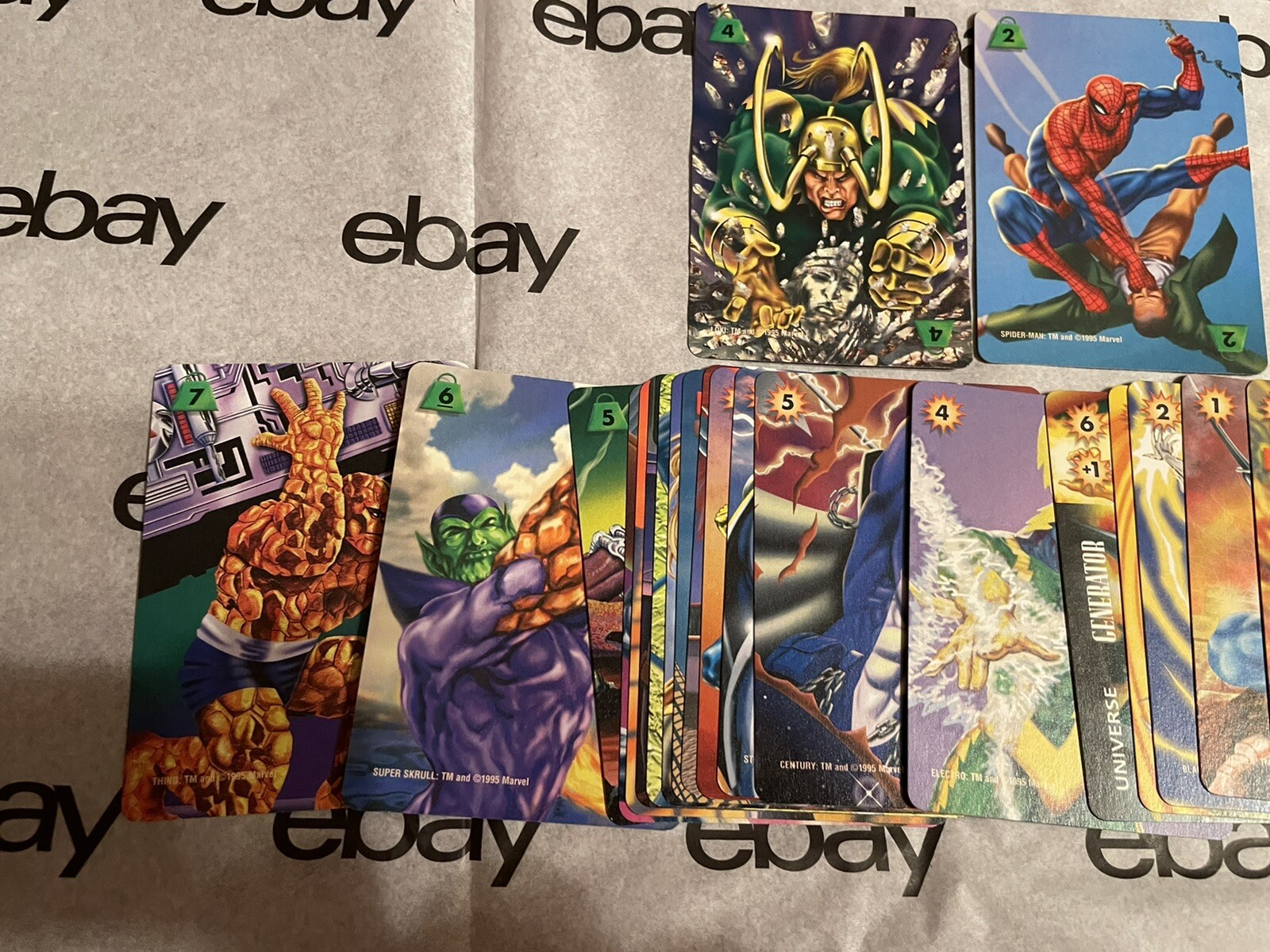 Marvel Overpower card Game 1995 Vintage lot of 92 Cards With 7 Card ...