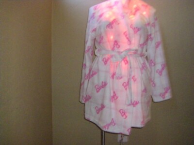 Barbie Fuzzy Plush Plaid V Neck Robe Barbie Logo's Women's Size Large ...
