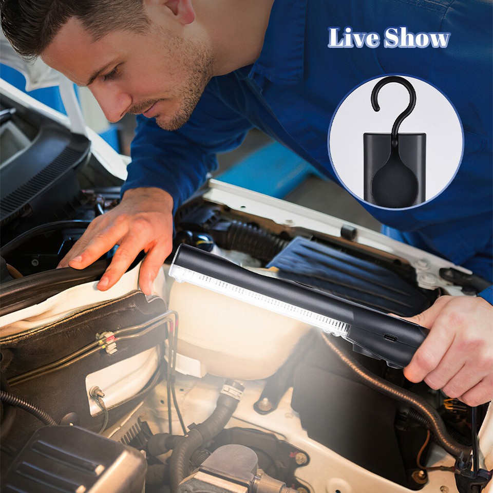 Magnetic Rechargeable LED COB Work Light Mechanic Flashlight Torch Lamp ...