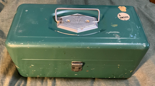 Vintage TEAL Victor Atco Metal Fishing/Tackle Box - Lititz Pennsylvania ...