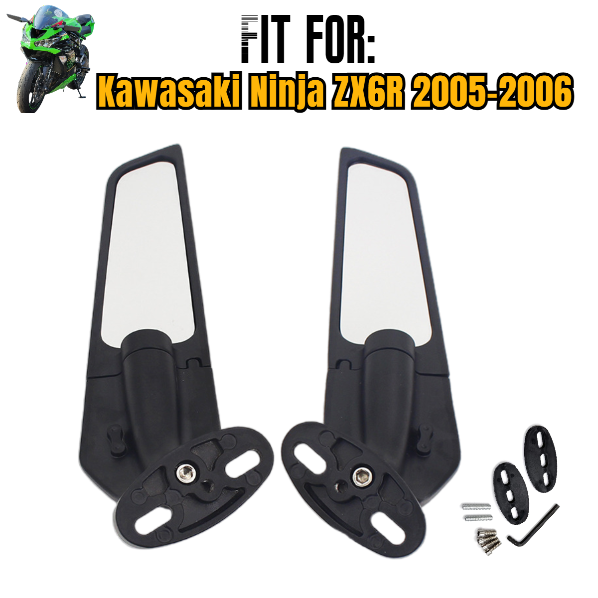 Wind Wing Aluminum Adjustable Rearview Side Mirrors for Kawasaki ZX6R ...