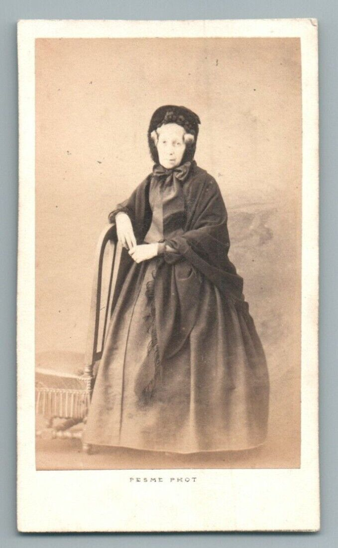 CDV FEMME TENUE DEUIL TISSU CREPE PHOTO PESME WOMAN MOURNING DRESS ...