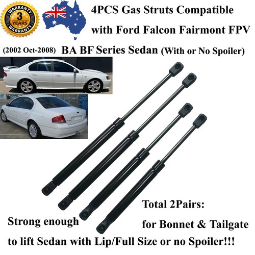 4 Bonnet+Boot Gas Struts For Ford Falcon BA BF 2002-2009 FPV XR6 XR8 GT ...