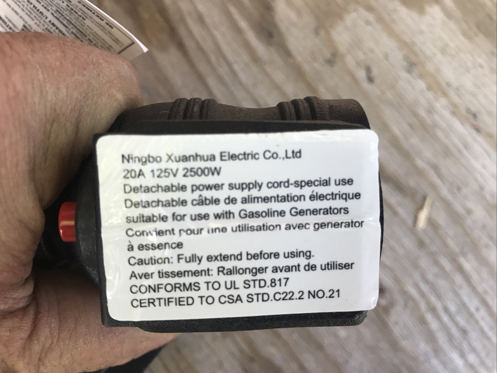 Ningbo Xuanhua 30A 125V 2500W Power Supply Cord Three Way 24’ 10AGW ...