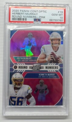 2020 Contenders Optic Justin Herbert Murray Round Numbers Pink RC #64/ ...