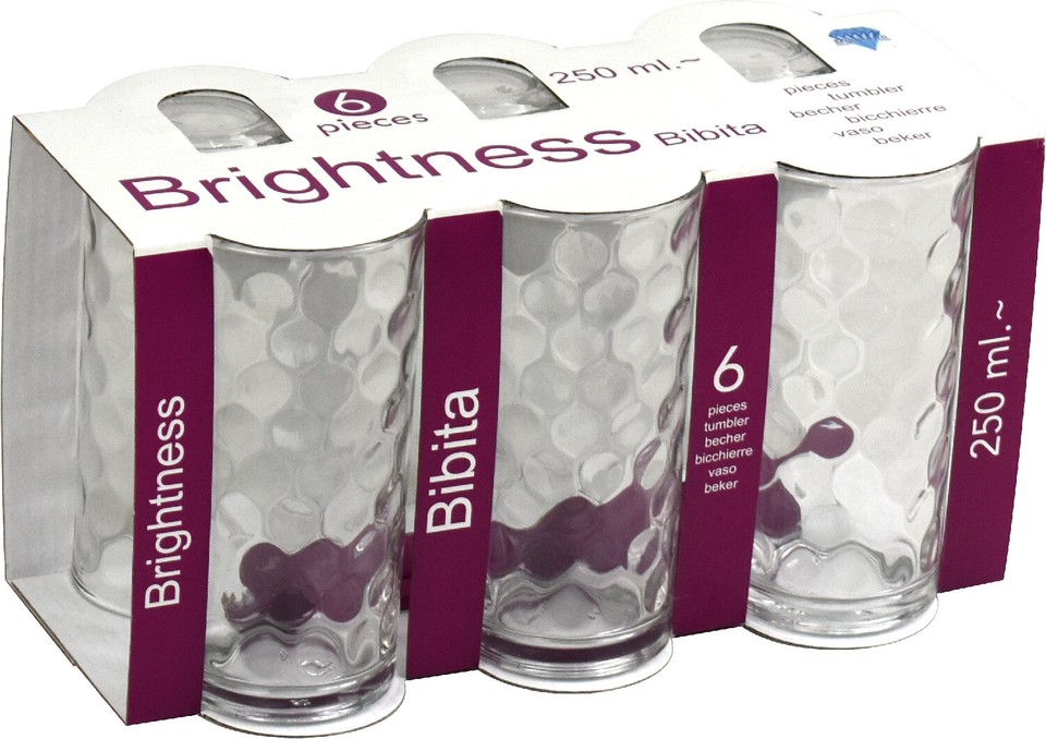 Tumbler Drinking Glass Drink Water Juice 250ml Everyday Use Set of 6 ...