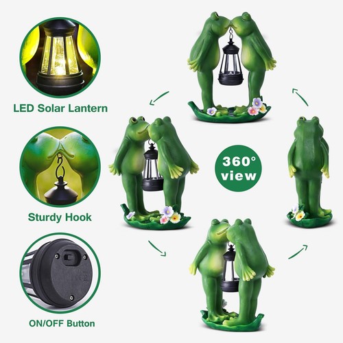 Solar Frogs Statue for Easter Garden Decor Solar Lantern LED Outdoor ...