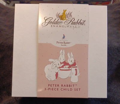 Golden Rabbit Enamelware Peter Rabbit Girl Rabbits 3 piece set Beatrix ...