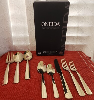 Oneida Aptitude Champagne 23 Piece Cutlery Flatware Set Service for 4 | eBay