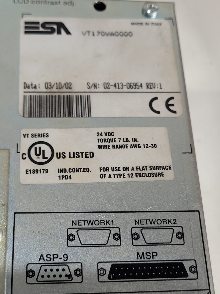 ESA VT170W Operator Panel Display #2 | eBay