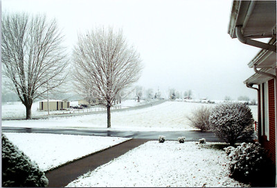 Found Photo - 90s - Pretty Landscape Countryside Snow In Yard & Road By ...